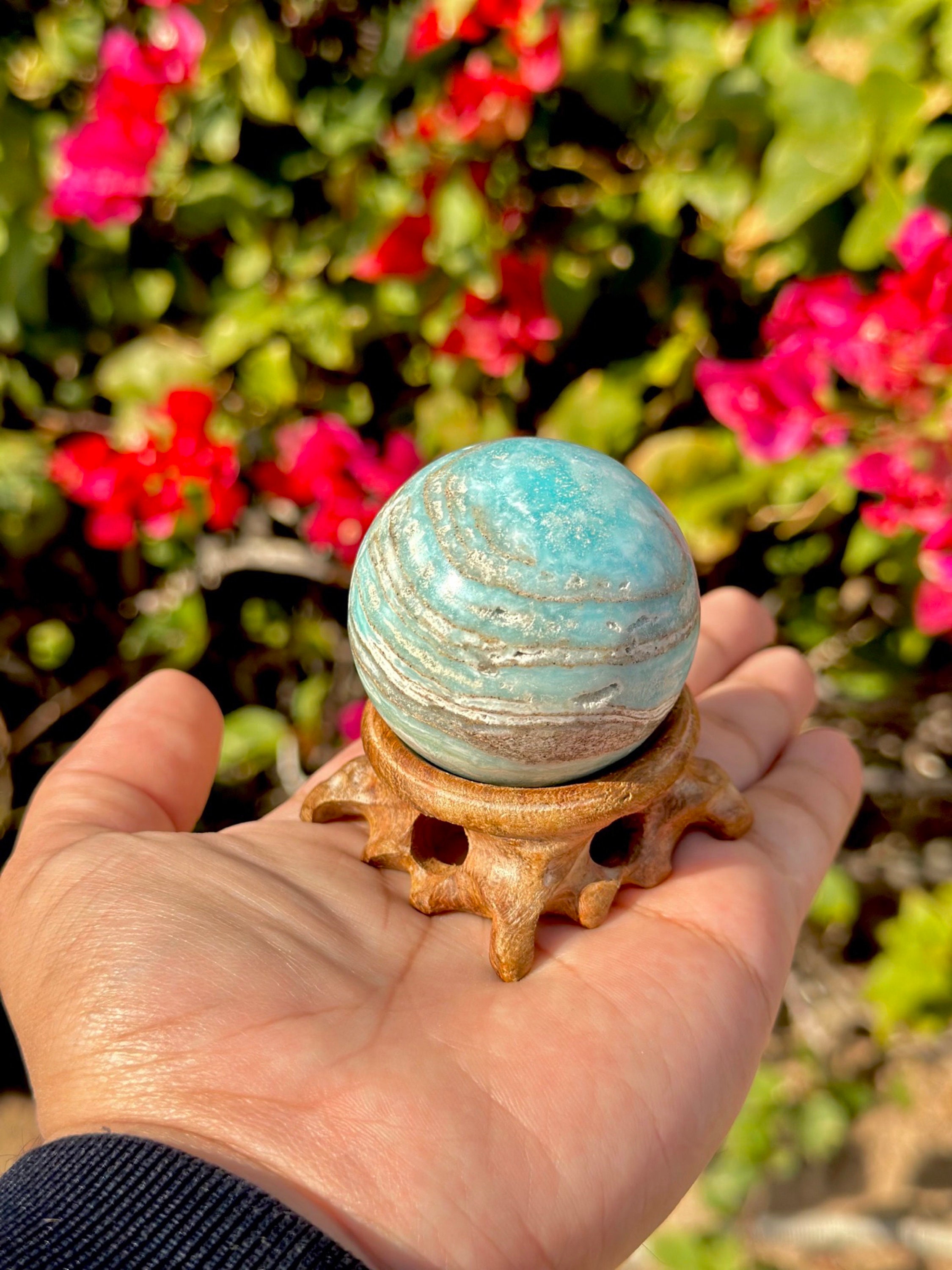 Rare Quality Caribbean Calcite Sphere cute Real Crystal Sphere Gemstone ...