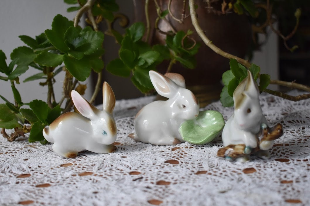 Hungarian Zsolnay Porcelain Rabbits in 3 Pieces Vintage Hand Painted - Etsy