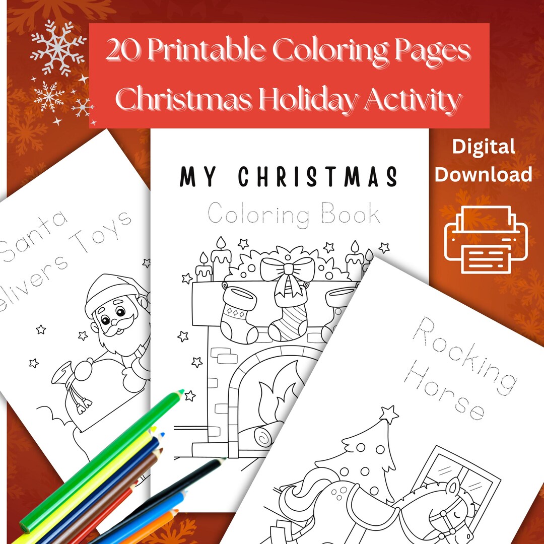20 Printable Christmas Coloring Pages. Christmas Holiday Activity ...