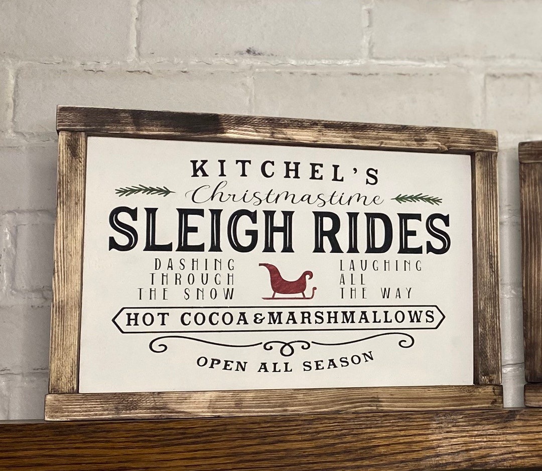 CUSTOMIZED Sleigh Rides Sign | Handmade Wooden Farmhouse, Primitive ...