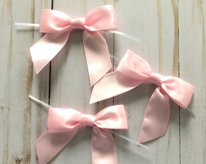 20 Light Pink Satin Bows, Party Favor Bow, Baby Shower Bows, Special ...