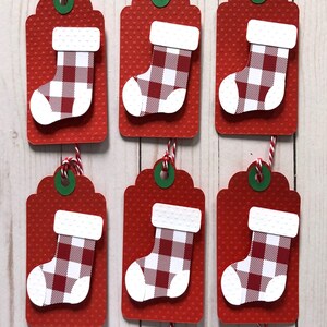 12 Assorted Christmas Gift Tags, Buffalo Check Holiday Tag, Handmade ...