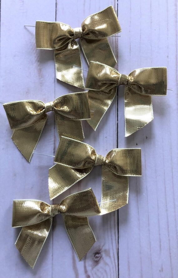 20 Gold Metallic Bows Gold Party Favor Bow Gift Bag Bow - Etsy