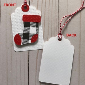 12 Assorted Christmas Gift Tags, Buffalo Check Holiday Tag, Handmade ...