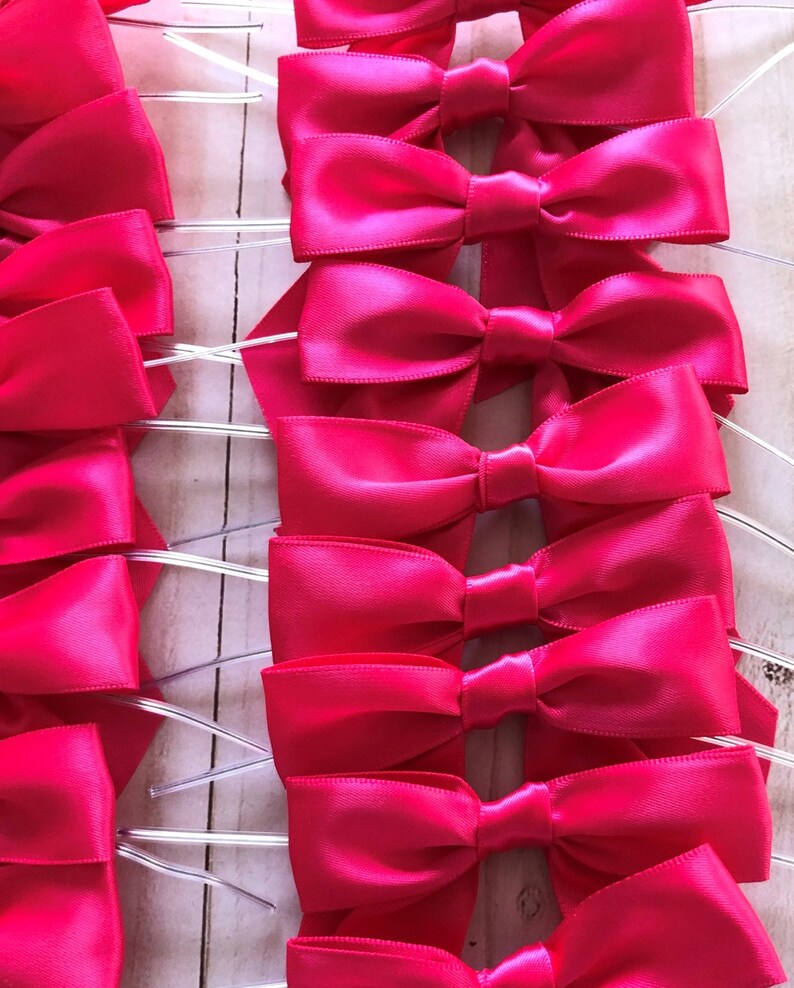 20 Hot Pink Satin Bows, Favor Box Bow, Spring Party Decorations ...