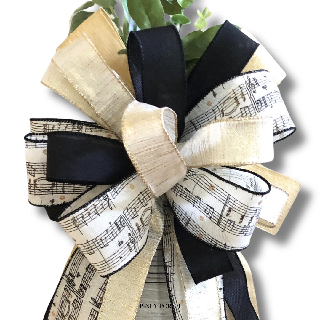 Music Wreath Bow, Music Lovers Bow for Decorating, Musical Lantern Bow ...