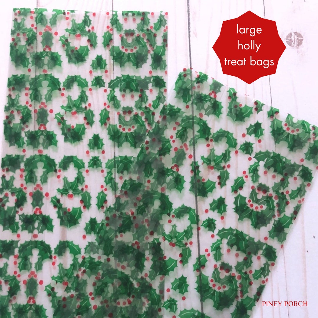 20 LARGE Holly Berry Favor Bags, Christmas Party Favor, Candy Treat Bag ...
