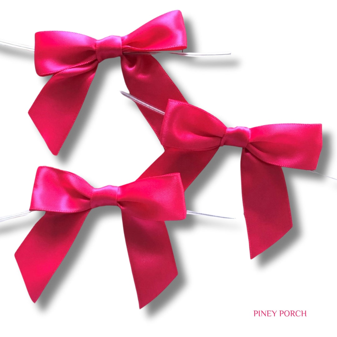20 Hot Pink Satin Bows, Favor Box Bow, Spring Party Decorations ...