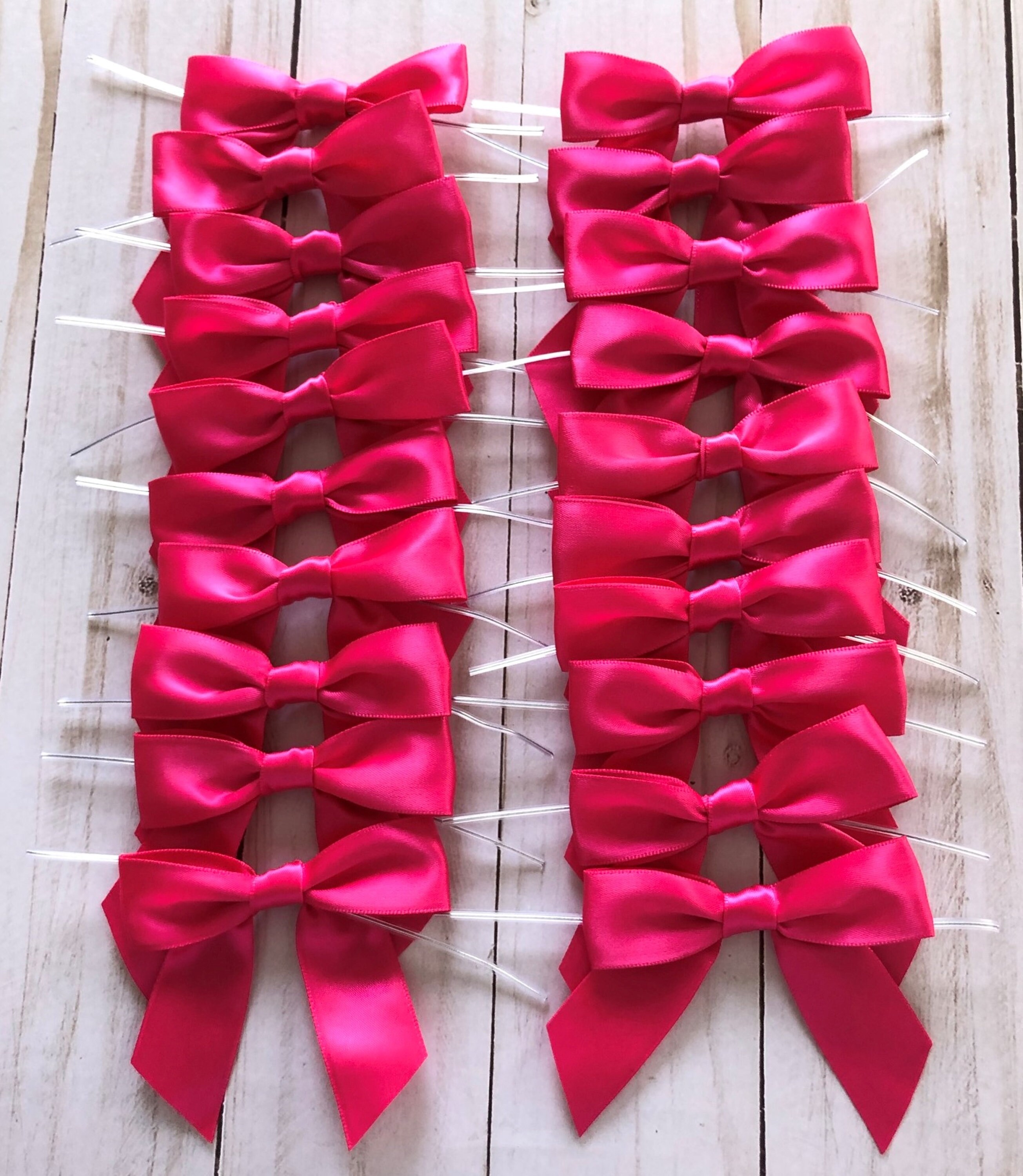 20 Hot Pink Satin Bows, Favor Box Bow, Spring Party Decorations ...