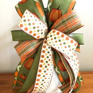 Fall Pumpkin Bow for Porch Decor, Pumpkin Wreath Bow, Harvest Pumpkin ...