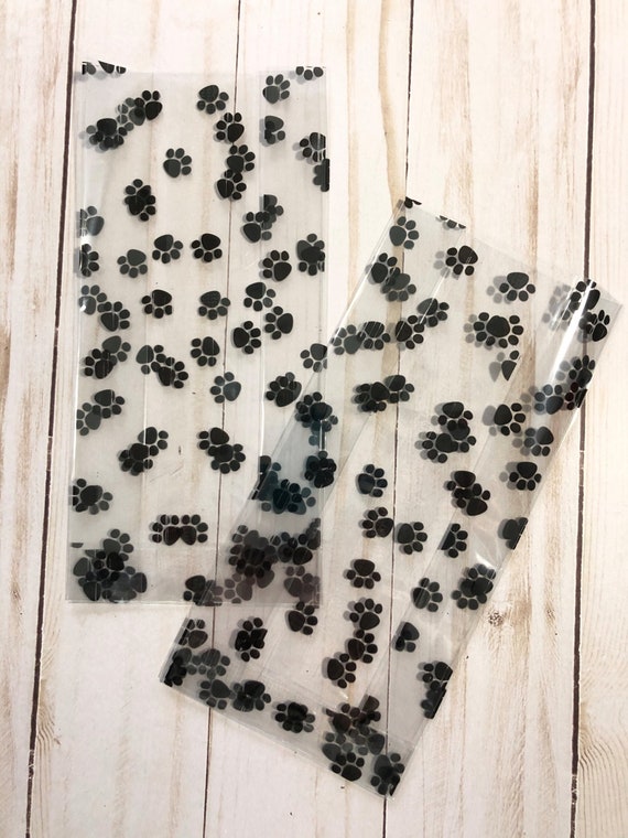 20 Black Paw Print Treat Bags Dog Cellophane Goodie Bags | Etsy