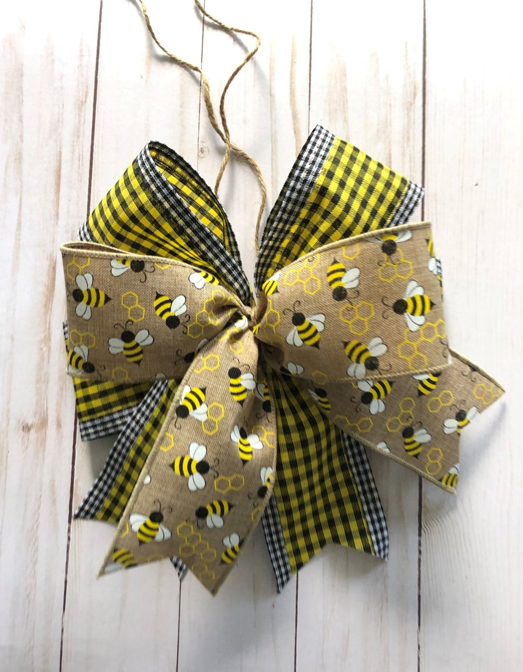 Set of 2 Bee Accent Bows Small Bee Wreath Bow Summer Home - Etsy