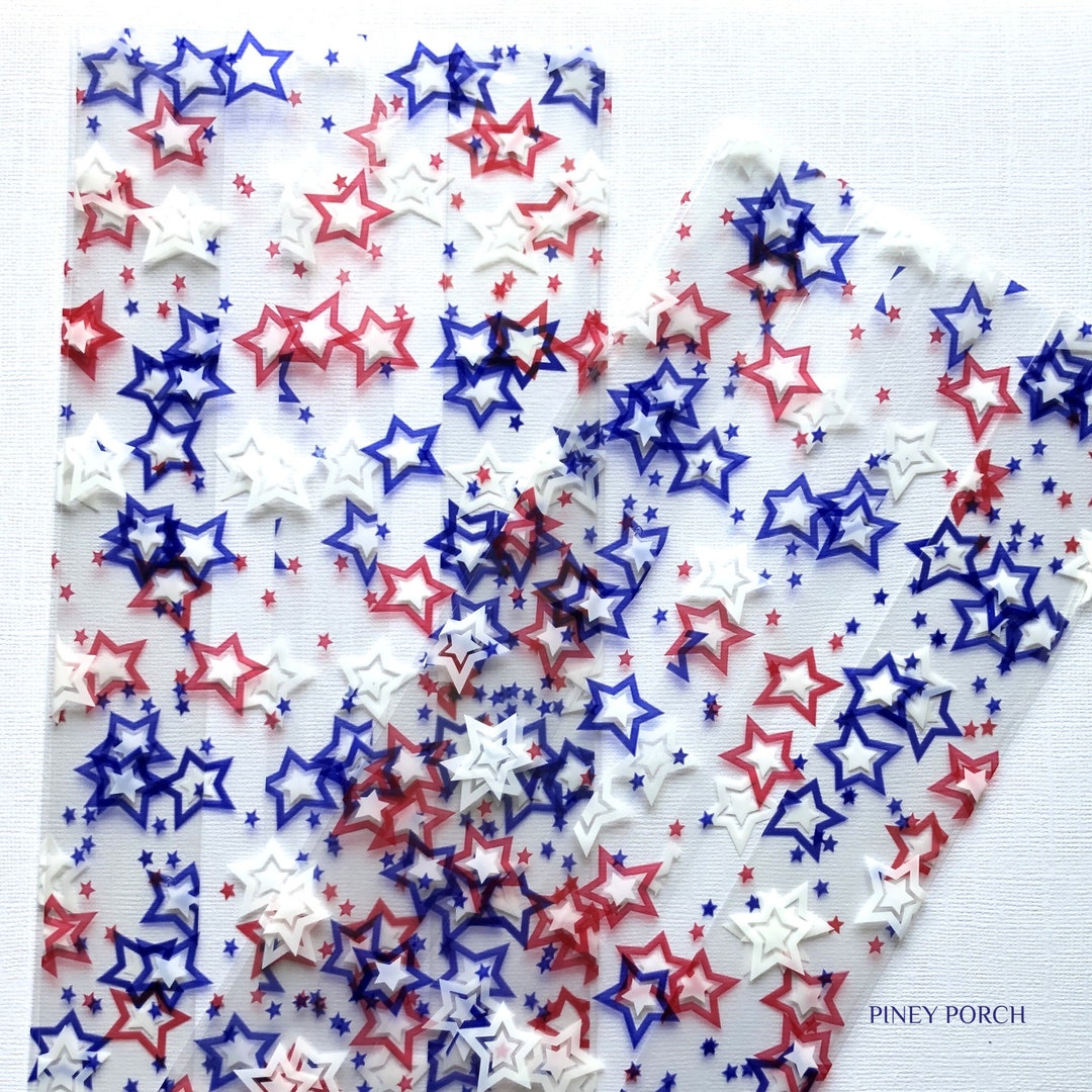 20 LARGE Patriotic Treat Bags, Red White and Blue Star Favor Bags ...