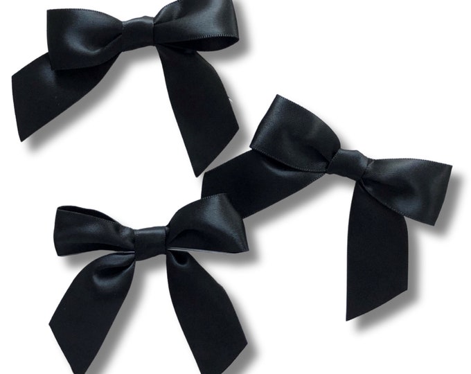 20 Black Satin Bows, Party Favor Bow, Gift Bag Bow, Special Event Bows ...