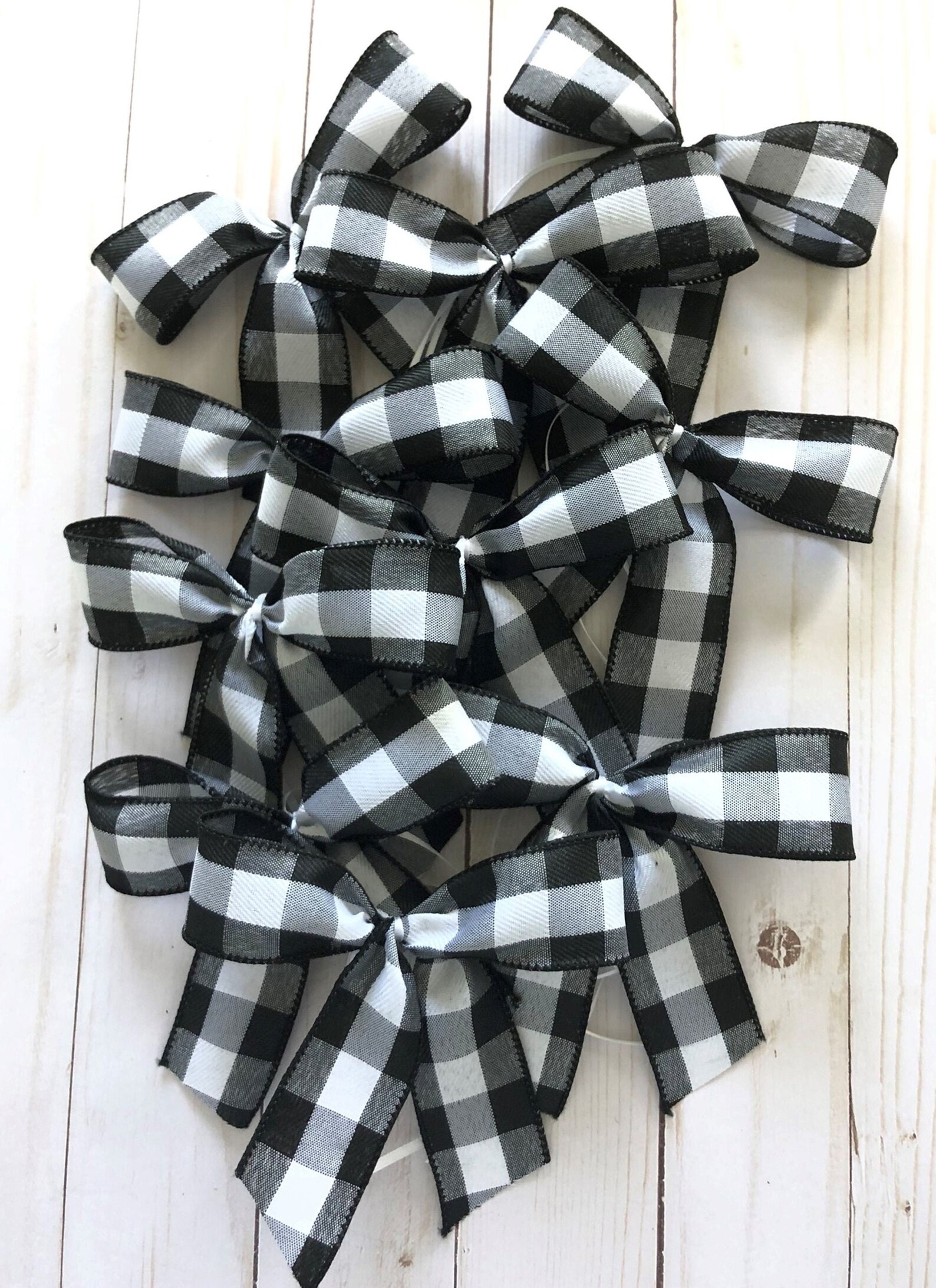 10 Black and White Buffalo Plaid Bows Farmhouse Decor Bows | Etsy