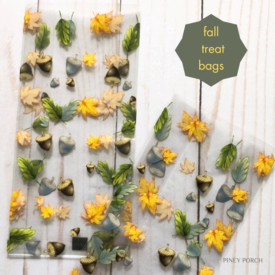 20 Fall Leaves Party Favor Bags, Autumn Cello Candy Treat Bag, Fall ...