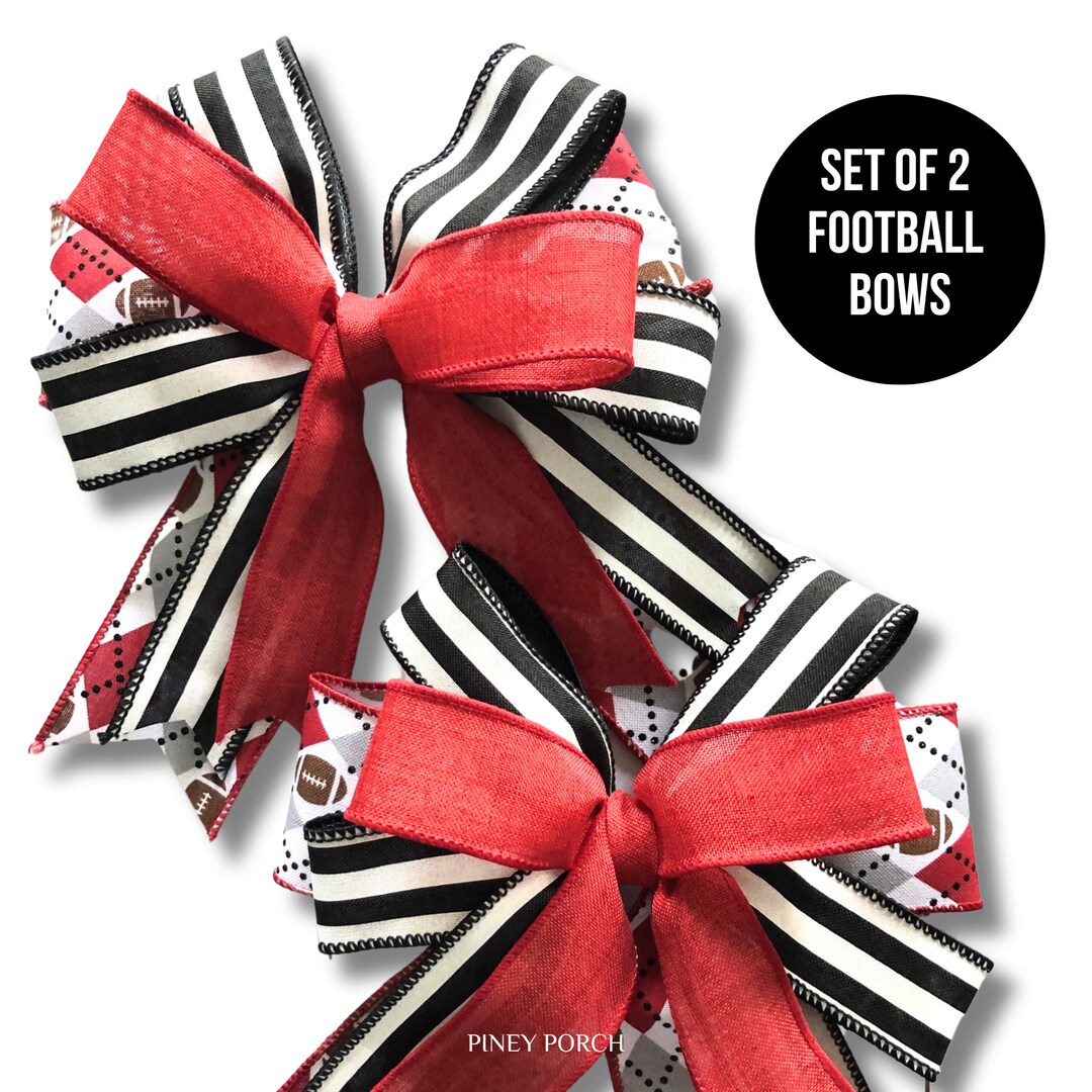Football Bow Set, Small Red and Black College Football Bows, Tailgating ...