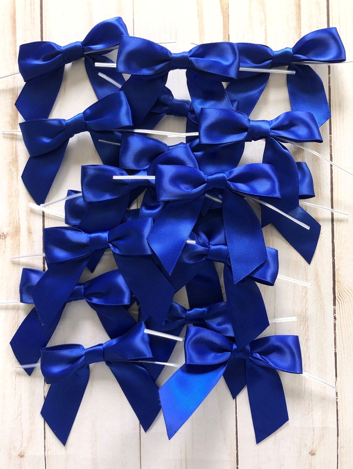 20 Blue Satin Bows Party Favor Bow Party Decor Accent Bows | Etsy