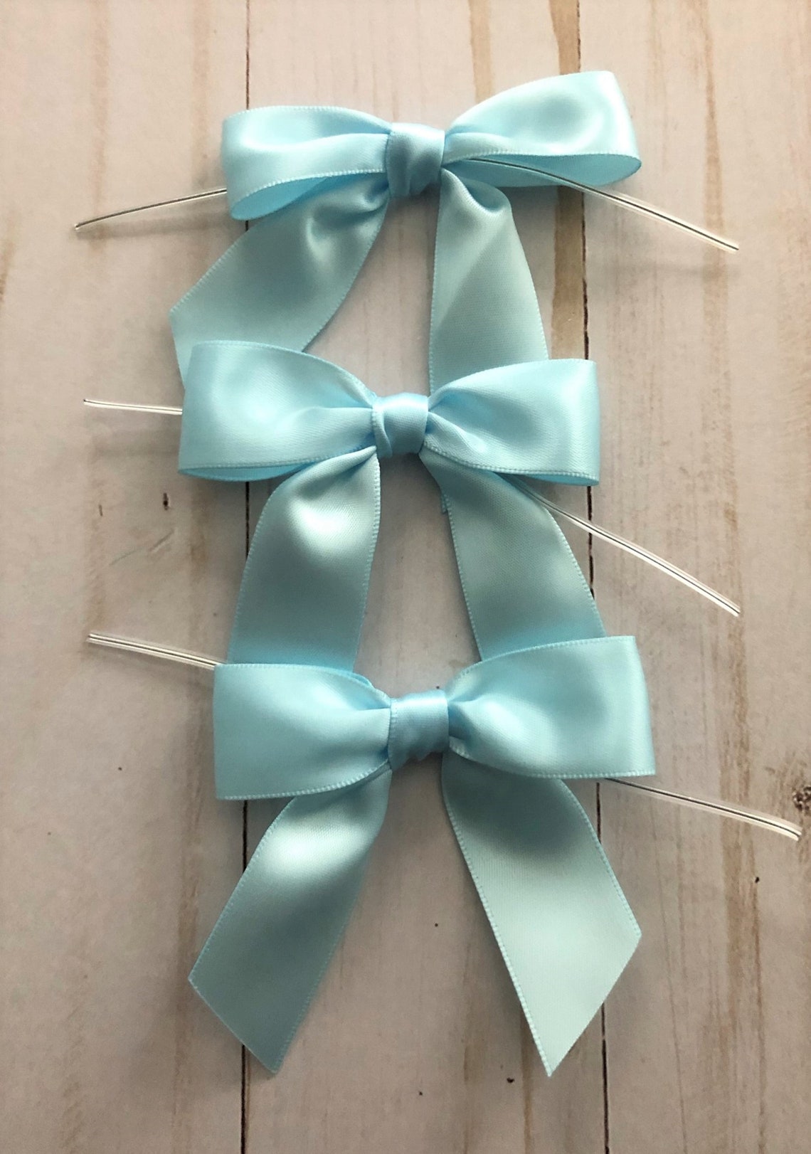 20 Baby Blue Satin Bows, Party Favor Bow, Party Decor, Accent Bow ...