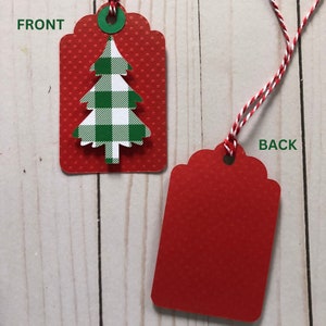 12 Assorted Christmas Gift Tags, Buffalo Check Holiday Tag, Handmade ...
