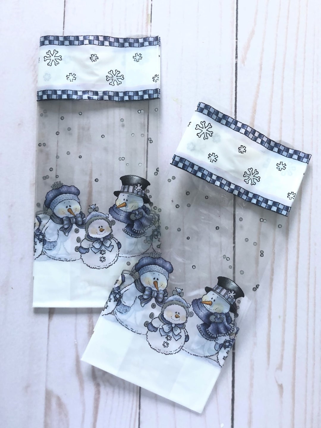 20 Snowman Favor Bags Blue and White Snowman Treat Bag - Etsy