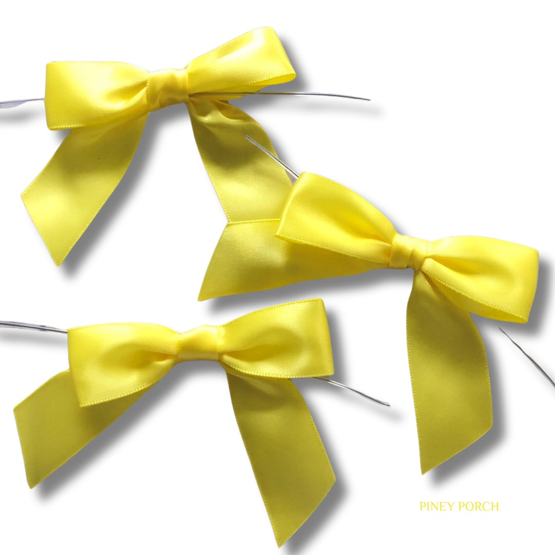 20 Yellow Satin Bows, Easter Favor Box Bow, Spring Party Decor, Yellow ...