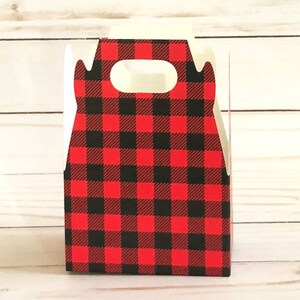 10 Red and Black Buffalo Plaid Party Favor Boxes, Small Holiday Gable ...