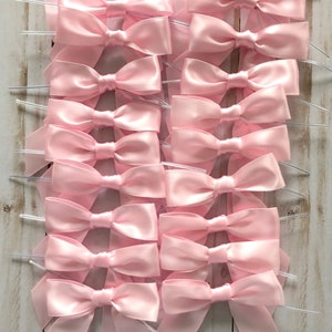 20 Light Pink Satin Bows, Party Favor Bow, Baby Shower Bows, Special ...