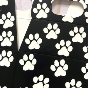 10 Paw Prints Favor Boxes, Puppy Party Decorations, Black and White Dog ...