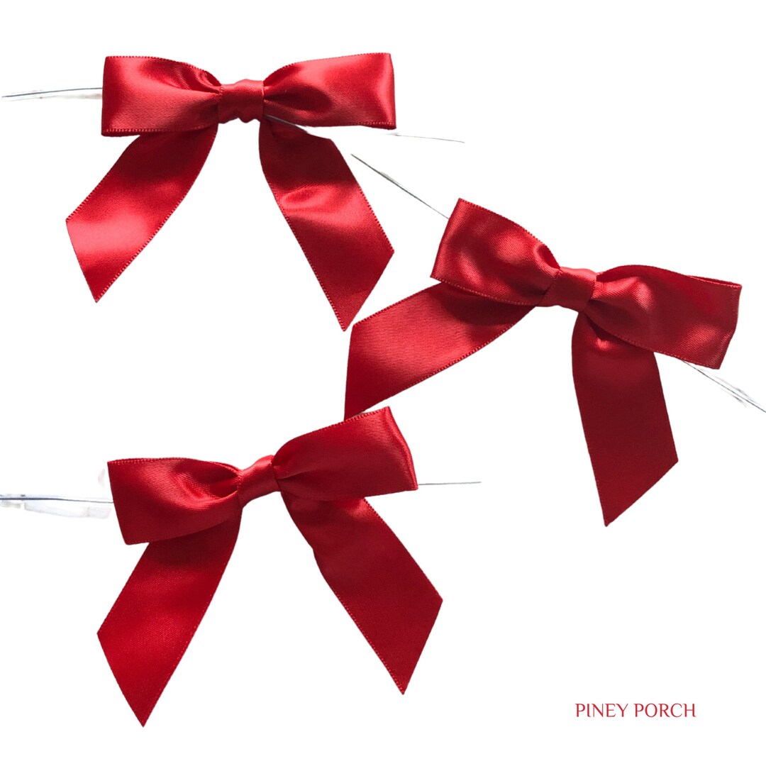 20 Red Satin Bows, Party Favor Bow, Christmas Package Gift Bow, Goodie ...