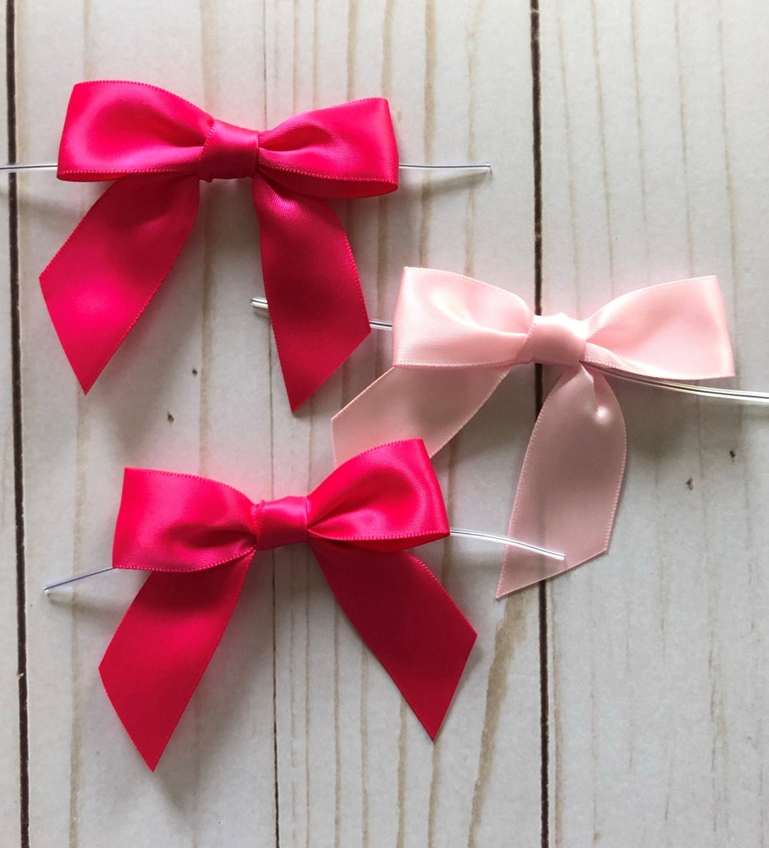 20 Assorted Pink Satin Bows, Favor Box Bow, DIY Party Decorations ...