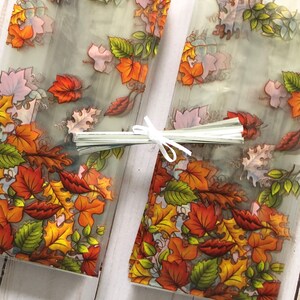 20 SMALL Fall Leaves Party Favor Bags, Autumn Cello Candy Treat Bag ...
