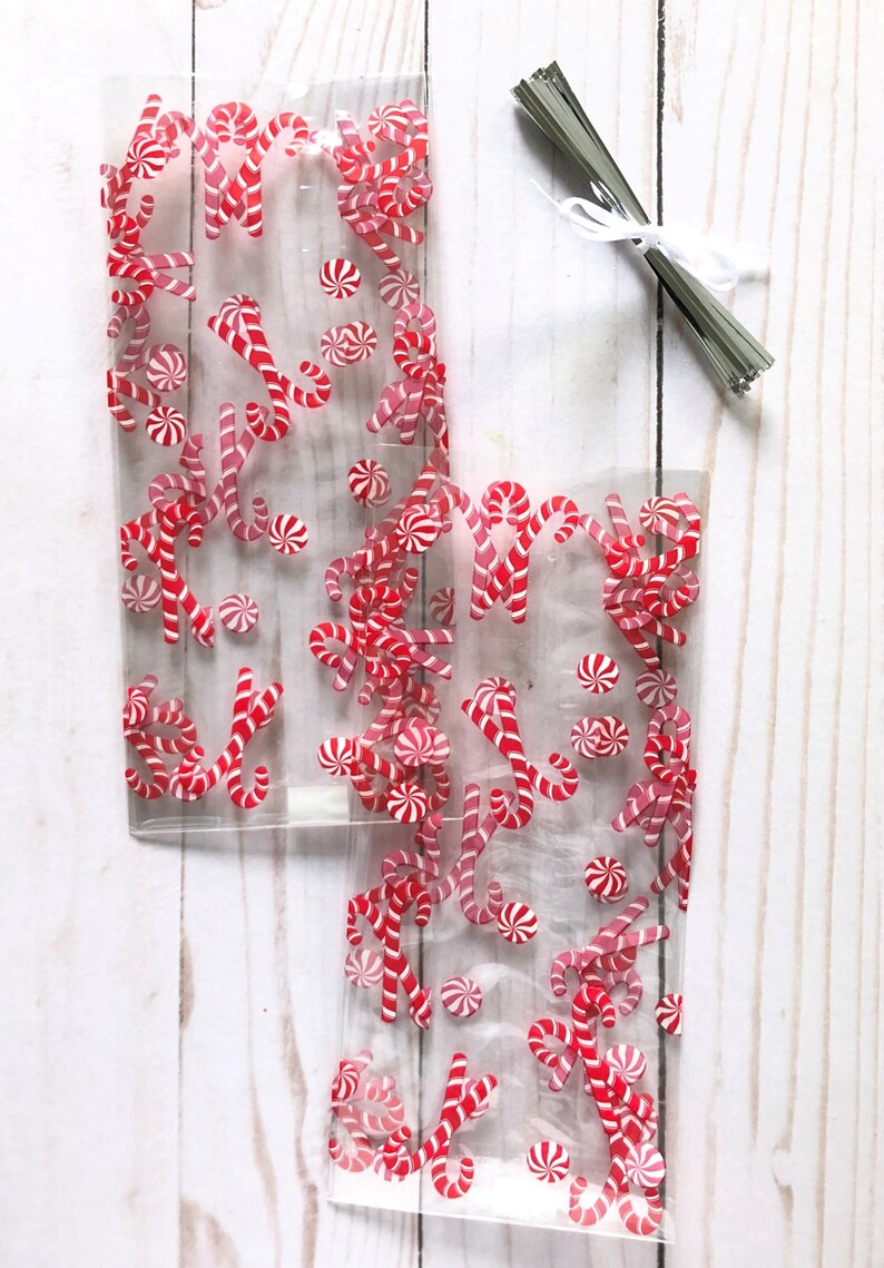20 Candy Cane and Peppermint Christmas Party Favor Bag Red - Etsy