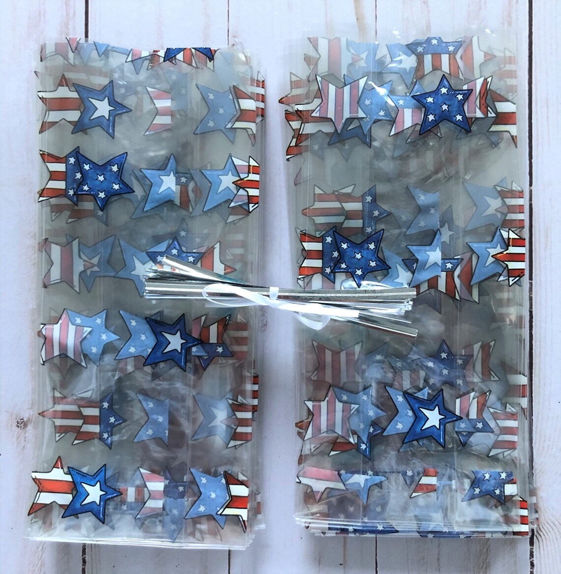 20 Patriotic Treat Bags Red White and Blue Party Favor Bags - Etsy