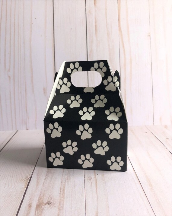 10 Paw Prints Favor Boxes Puppy Party Decorations Black and - Etsy
