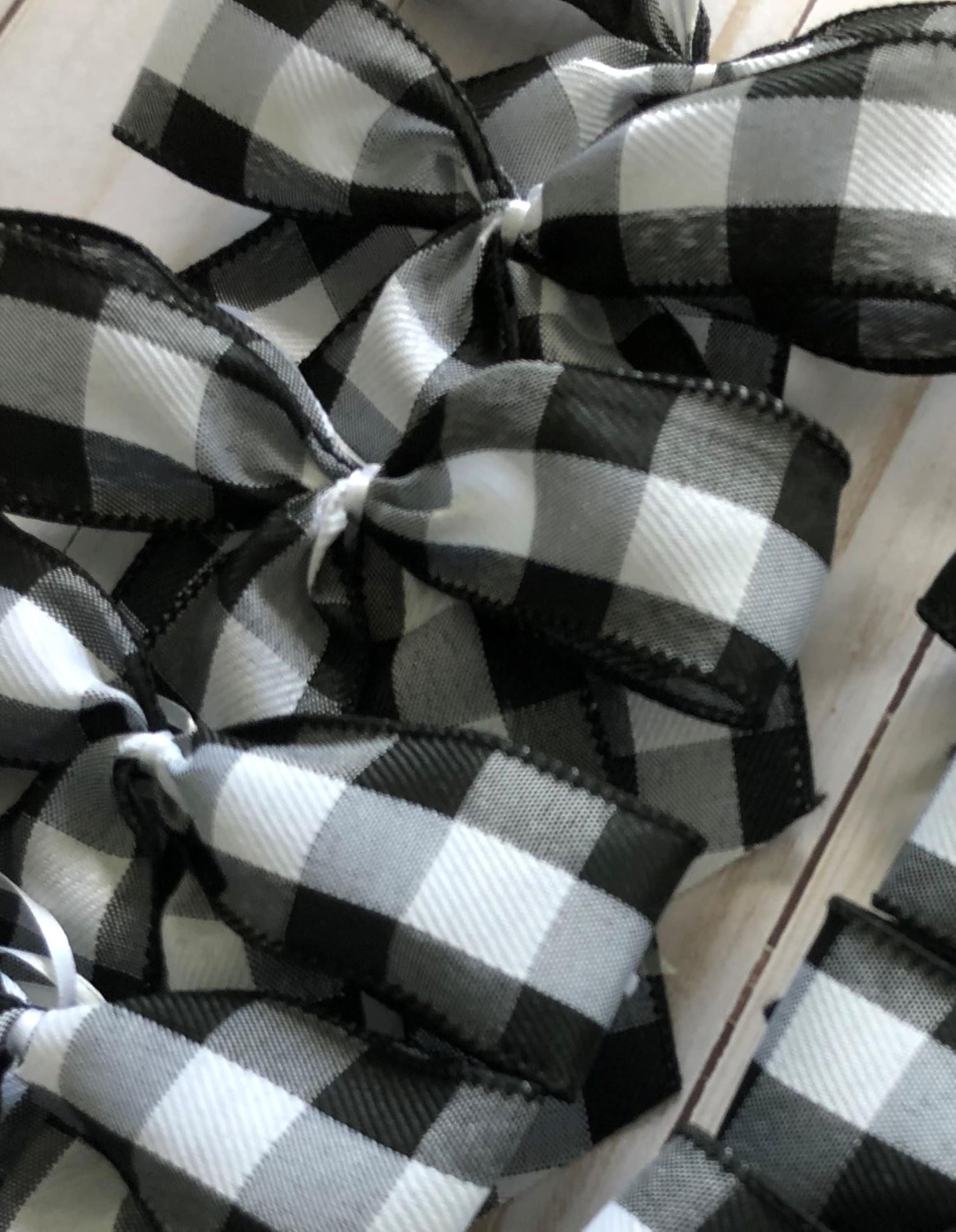 Set of 10 Black and White Buffalo Plaid Bows, Tiered Tray Decor ...