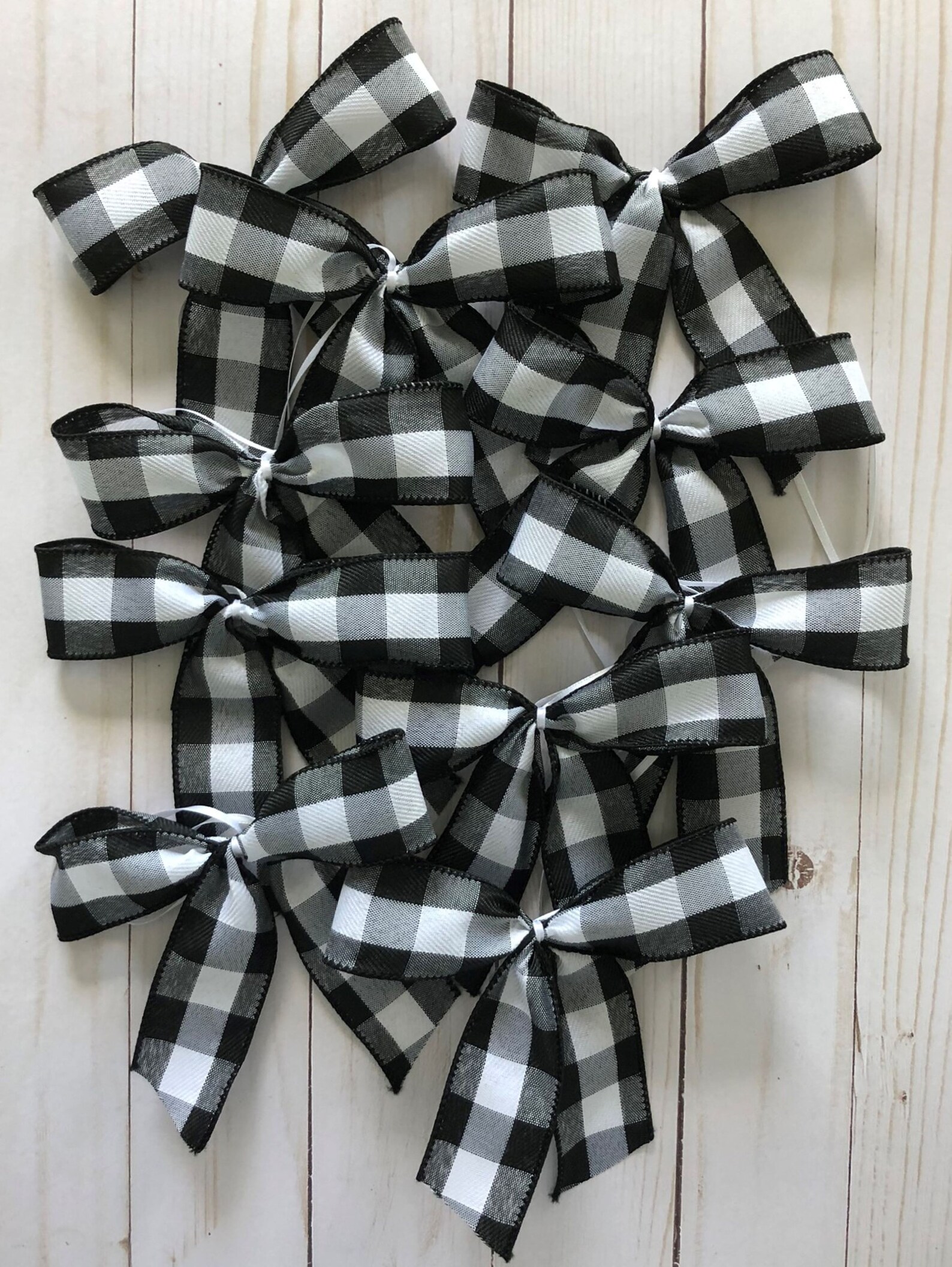 10 Black and White Buffalo Plaid Bows Farmhouse Decor Bows | Etsy