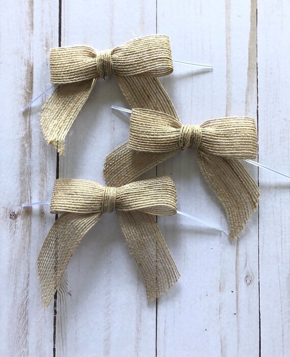 20 Small Jute Bows Rustic Wedding Decor Party Favor Bow | Etsy