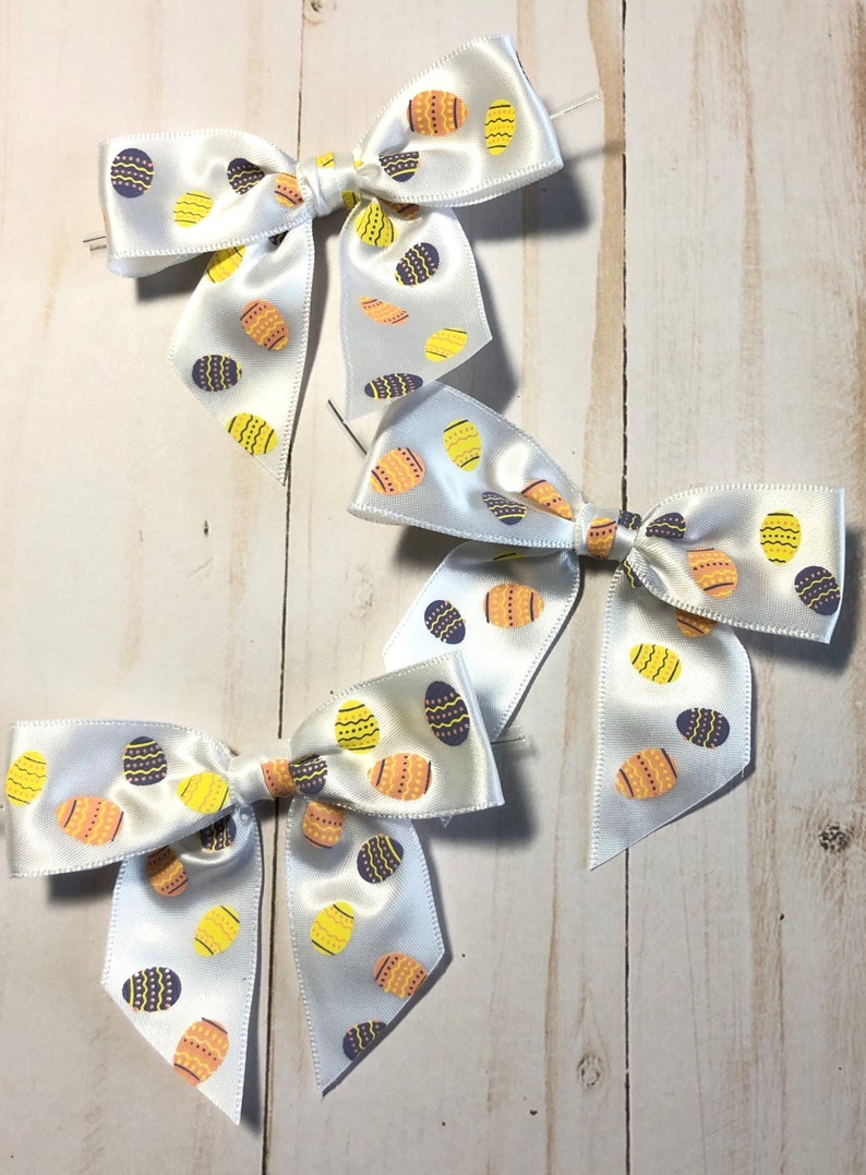 20 Easter Party Favor Bows Easter Egg Pre-tied Satin Bows - Etsy