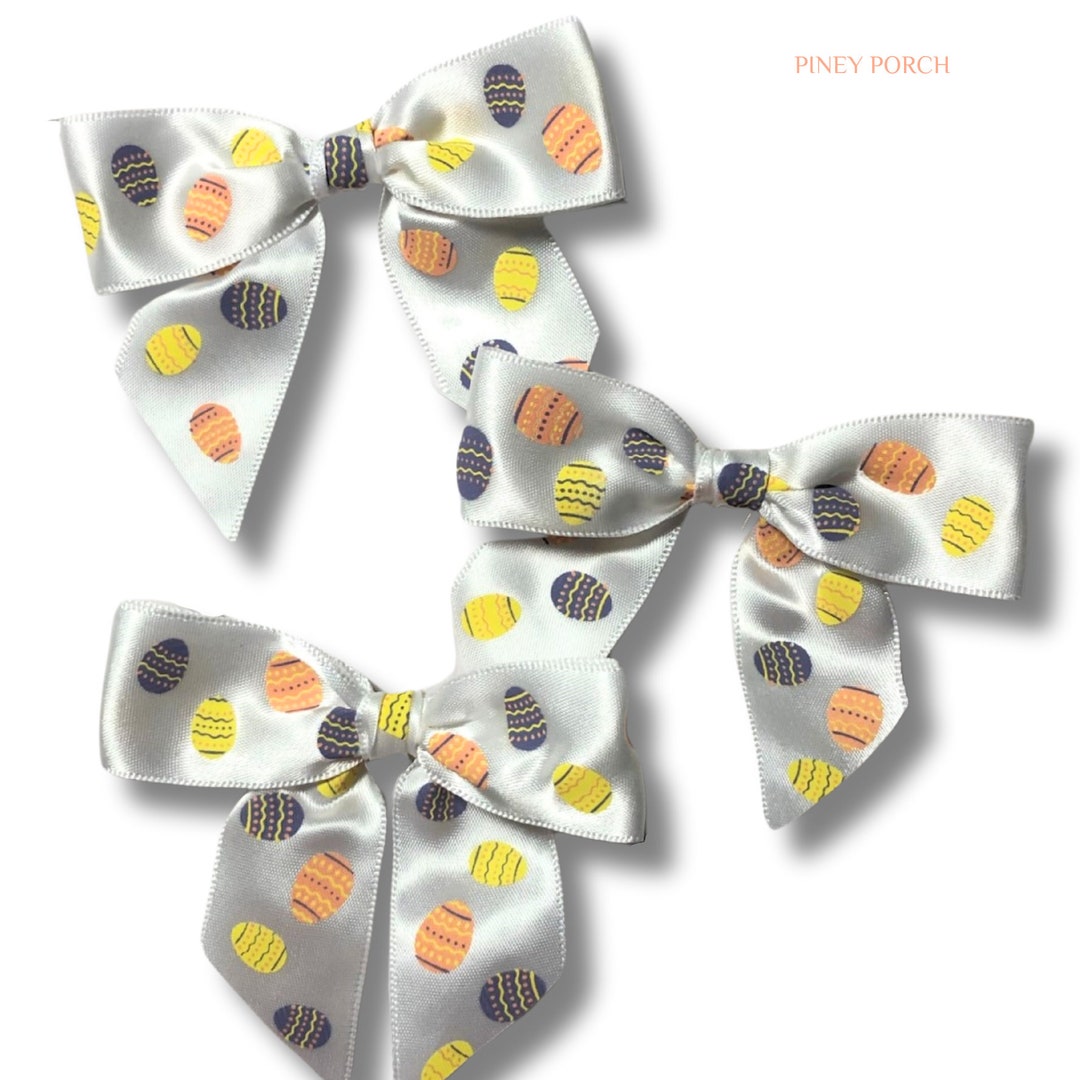 20 Easter Party Favor Bows, Easter Egg Pre-tied Satin Bows, Easter ...