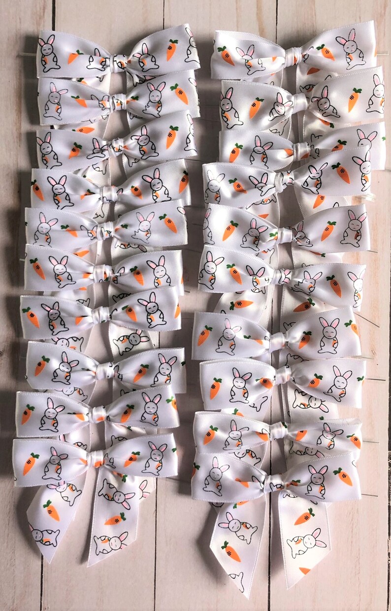 20 Easter Bunny Favor Bows, Spring Party Favor Bow, Small Bunny Bows ...