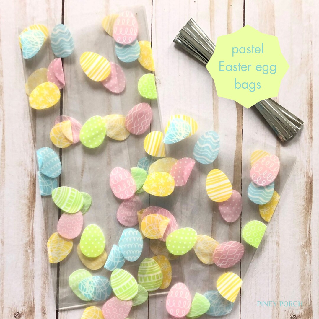 20 Easter Egg Party Favor Bags, Candy Packaging, Easter Egg Cello Treat ...