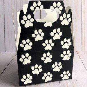 10 Paw Prints Favor Boxes, Puppy Party Decorations, Black and White Dog ...