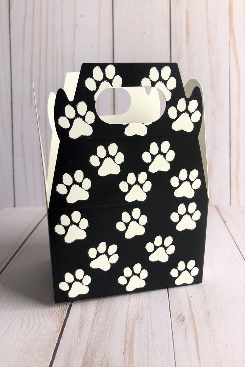 10 Paw Prints Favor Boxes Puppy Party Decorations Black and - Etsy
