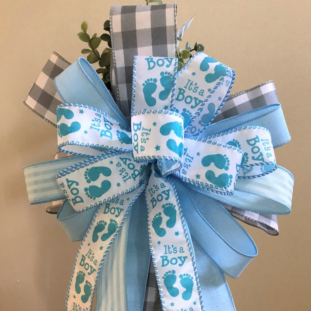 Blue Baby Shower Decor Blue and Gray New Baby Bow Hospital - Etsy