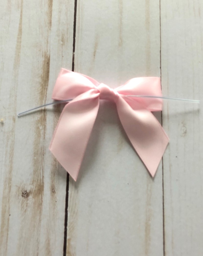20 Light Pink Satin Bows Party Favor Bow Baby Shower Bows | Etsy