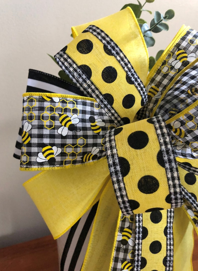 Bee Wreath Bow Bumble Bee Decor Bee Lantern Bow Summer Home - Etsy