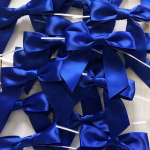 20 Blue Satin Bows, Party Favor Bow, Party Decor, Accent Bows, Favor ...