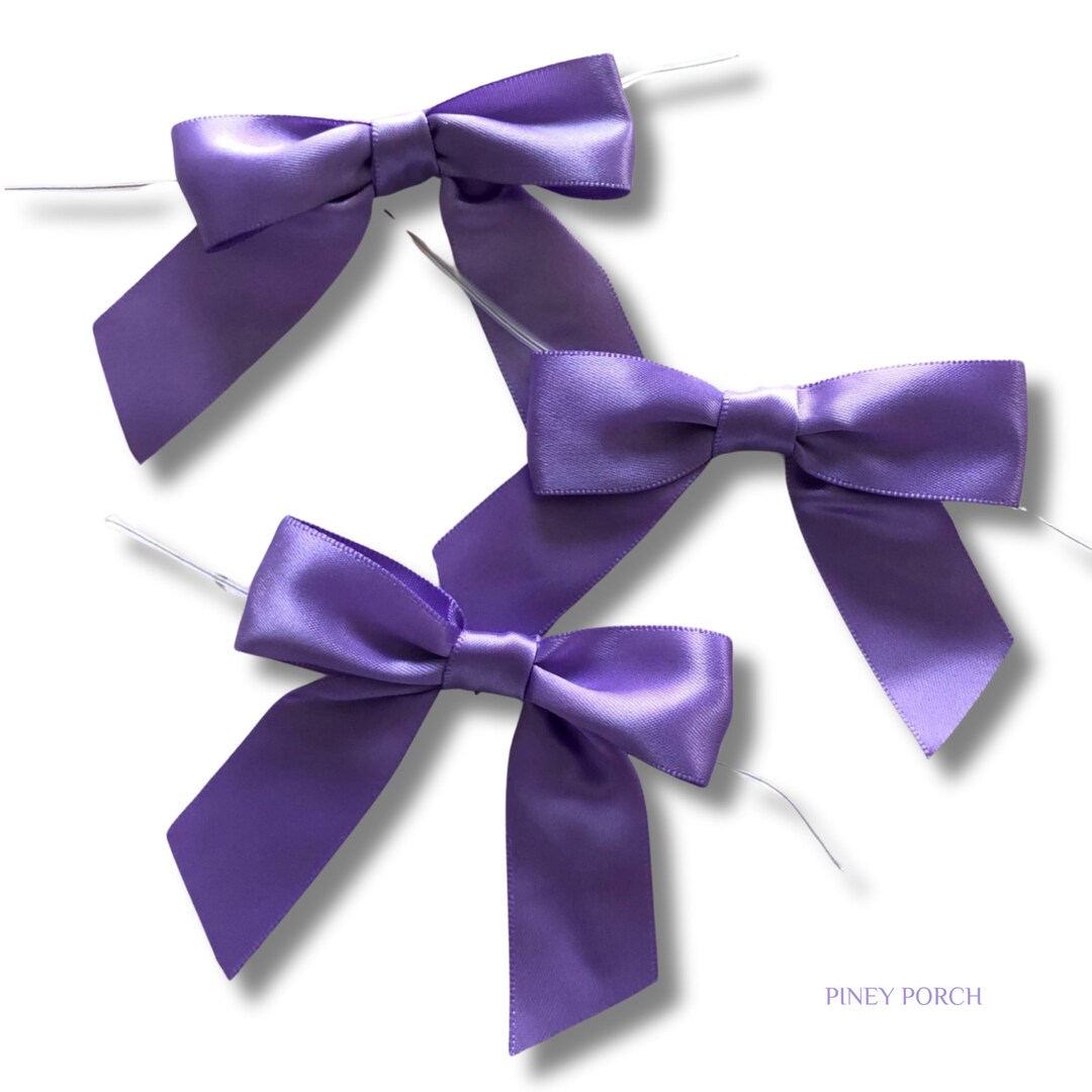20 Purple Satin Bows, Candy Favor Box Bow, Spring Party Decorations ...