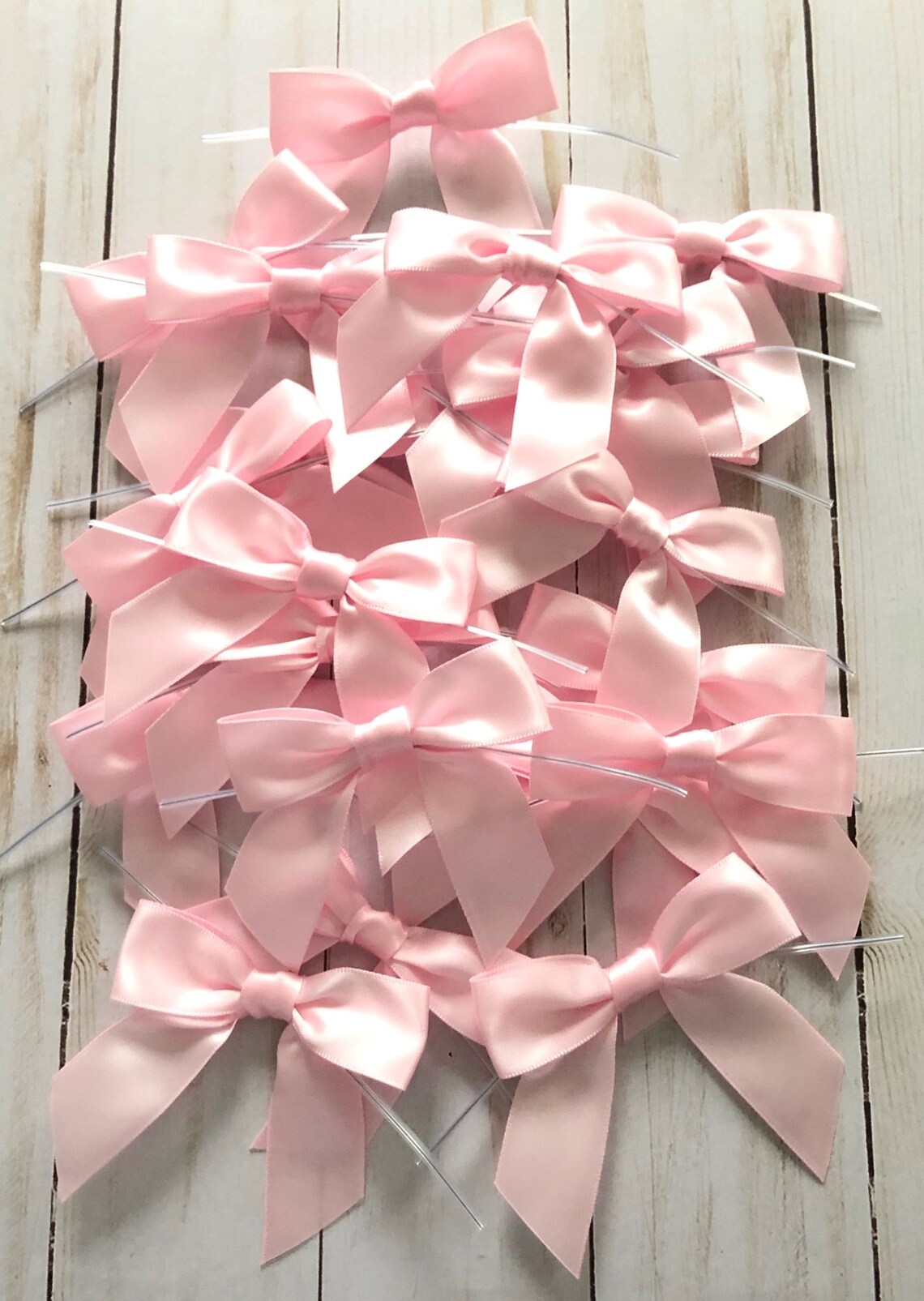 20 Light Pink Satin Bows Party Favor Bow Baby Shower Bows | Etsy